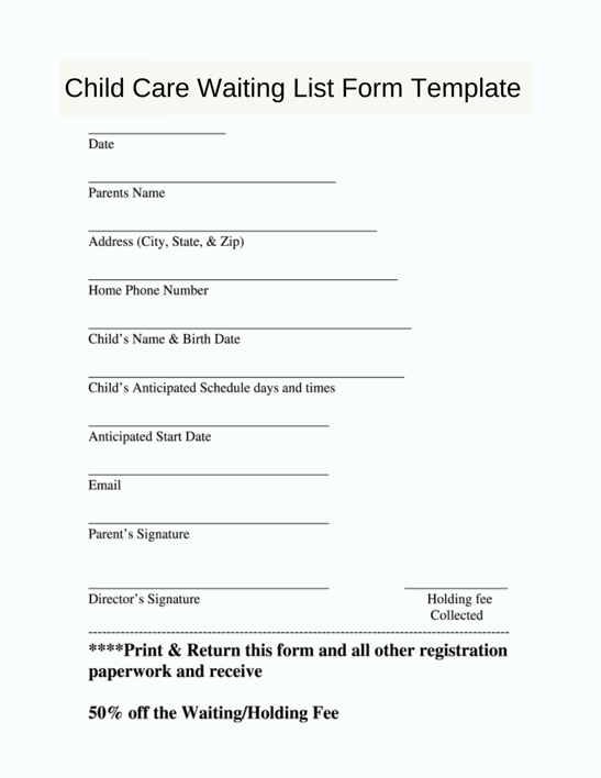Manage Enrollment with the Right Child Care Waiting List Template